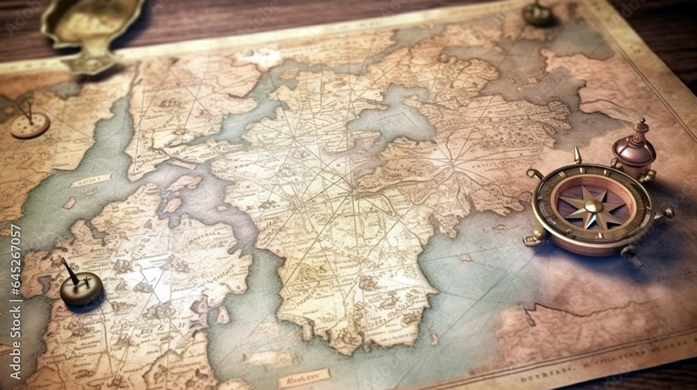 OLD VINTAGE MAPS. aged nautical treasure map. Vintage world map on an ...