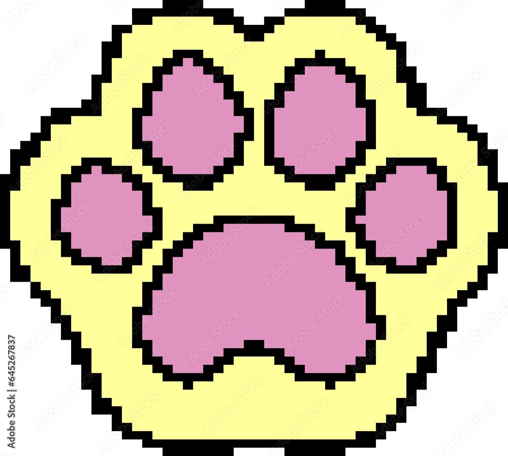 "Meowsterpiece" is a playful and whimsical name for a pixel art cat paw ...