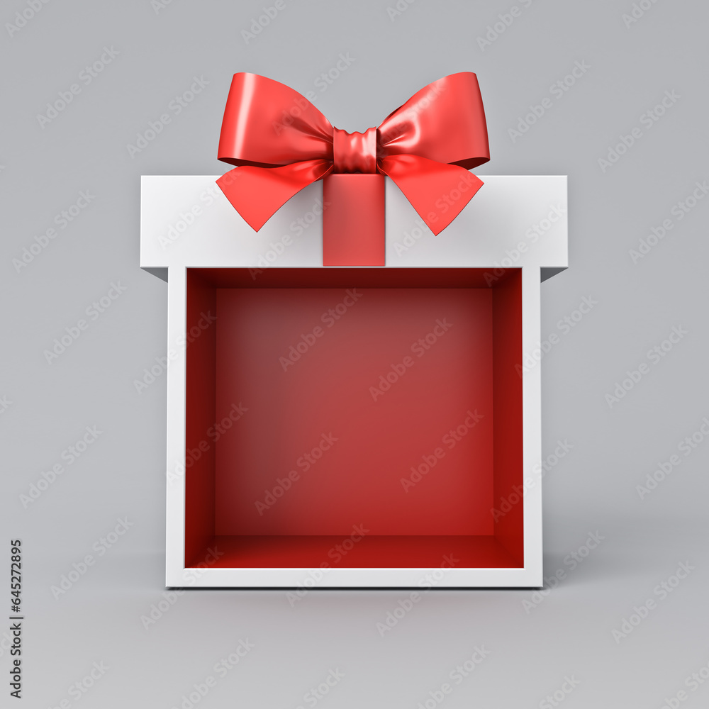 Blank red gift box exhibition booth mock up stand or gift display ...
