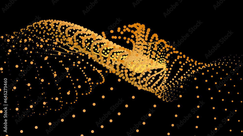 Data vibrate pulse dot particle wave. Abstract bulge hyperbola sinusoid ...