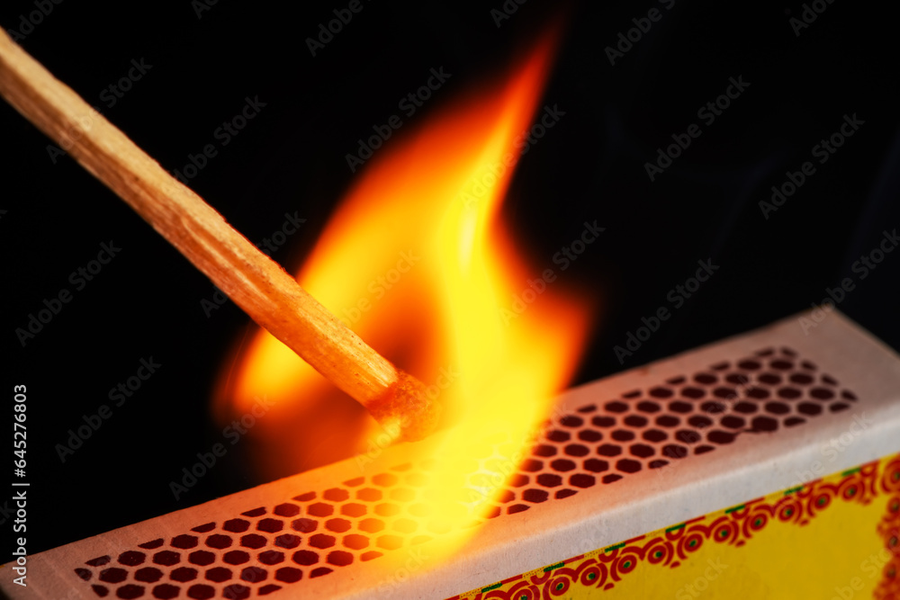 Firing point safety match. Close-up view to strike matches for matchbox ...