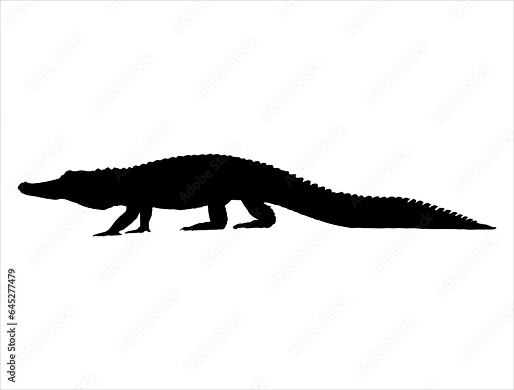 Alligator silhouette vector art white background Stock Vector | Adobe Stock
