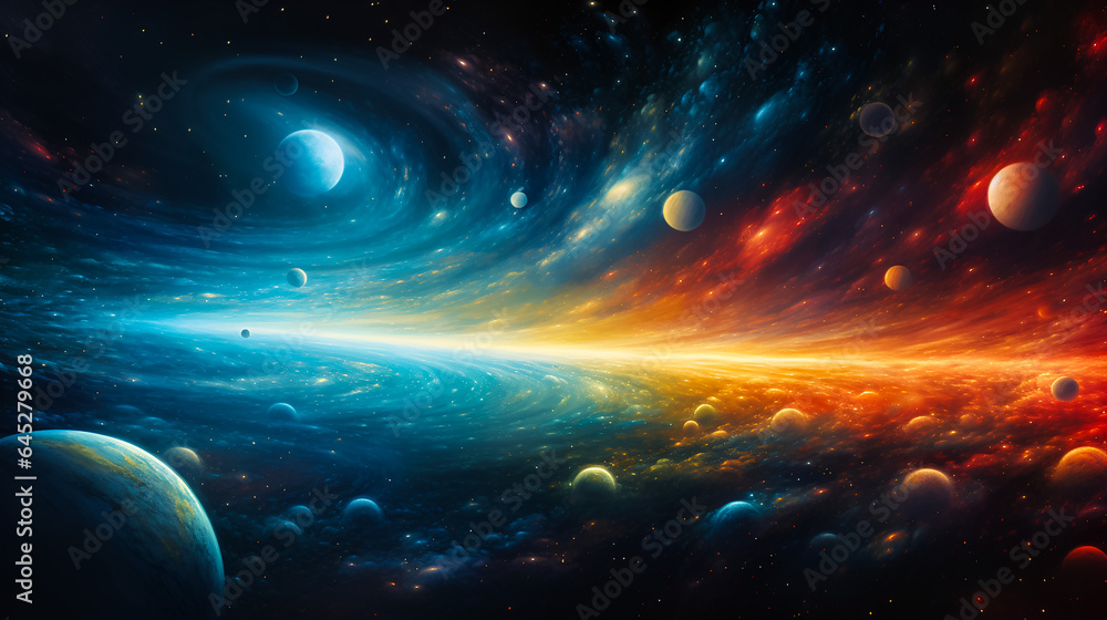 Beautiful wallpaper with parallel universes, galaxy background Stock ...