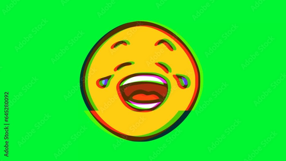 Crying emoticon with glitch effect. Cartoon face animation, Emoji ...