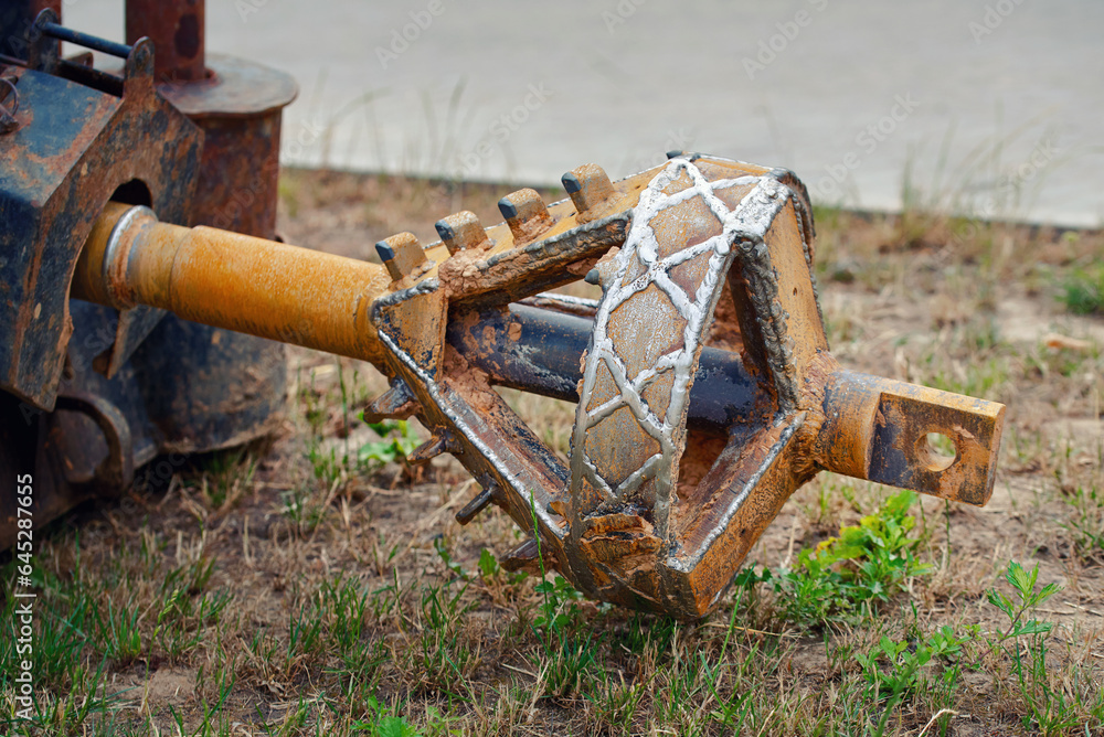 HDD drill rig close up. Horizontal directional drilling machine ...