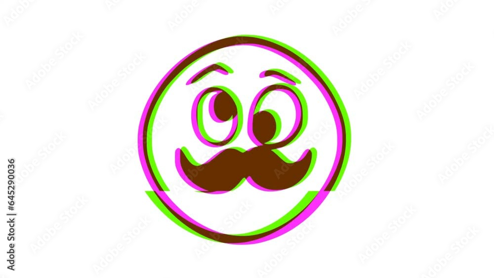 Mustachioed and stupid emoticon. Cartoon face animation, Emoji motion ...