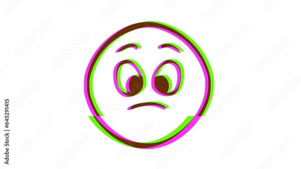 Sad Face emoticon with glitch effect. Cartoon face animation, Emoji ...