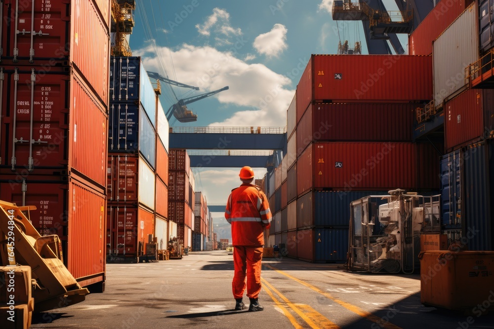 Men worker at shipping containers, Warehousing and logistic shipping ...