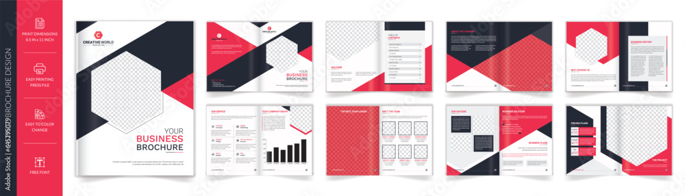 Creative brochure template with 16 pages design, Company profile ...