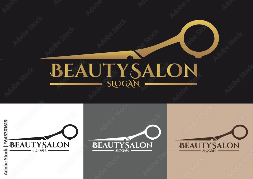 Vector logo design of Scissors emblem. Hair Cutting logo symbol for ...