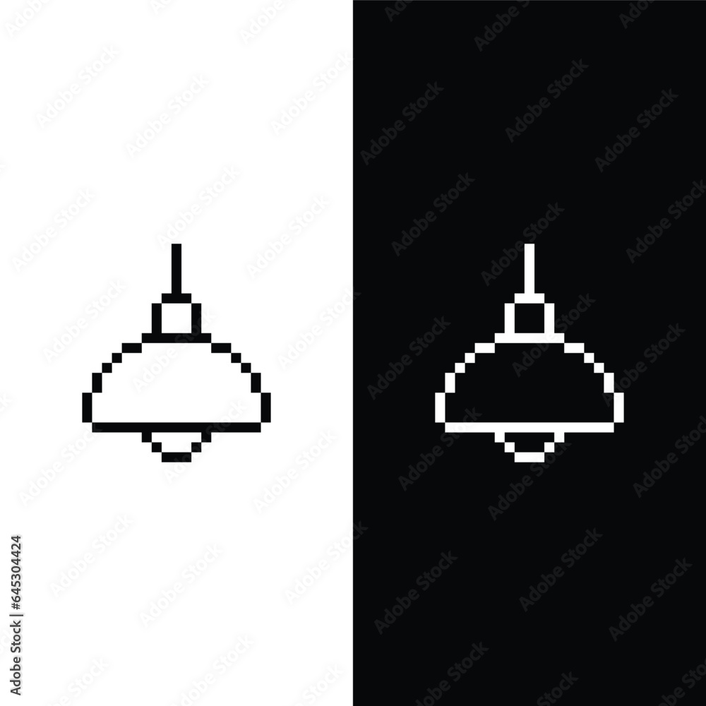 Lamp icon 8 bit, pixel art attention sign ceiling lamp icon for game ...