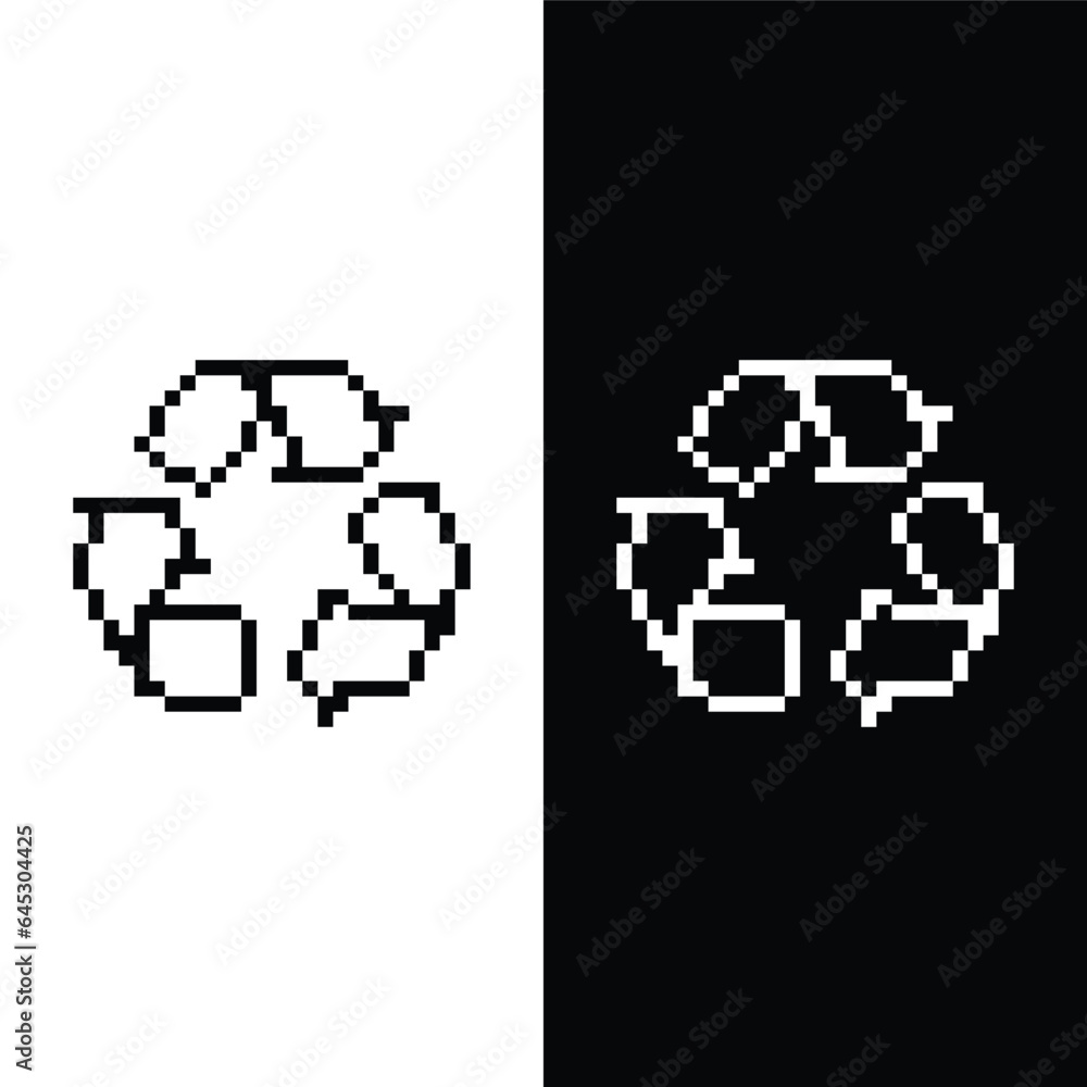 Vetor de recycle symbol icon 8 bit, pixel art attention sign recycle ...