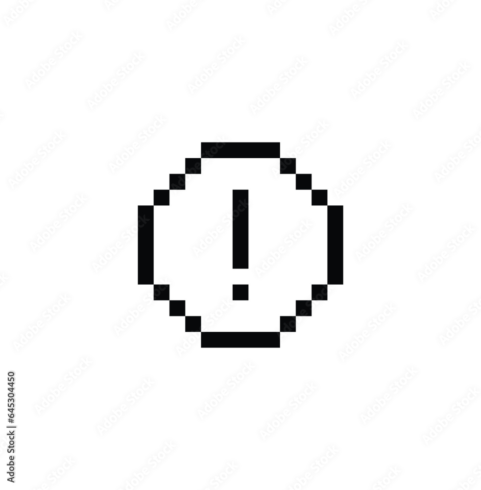 Pixel warning sign 8 bit, pixel art attention sign exclamation point ...