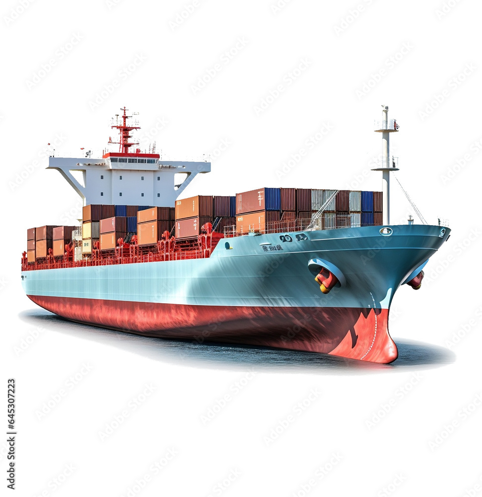 Big cargo ship on transparent background, sea cargo shipping concept ...