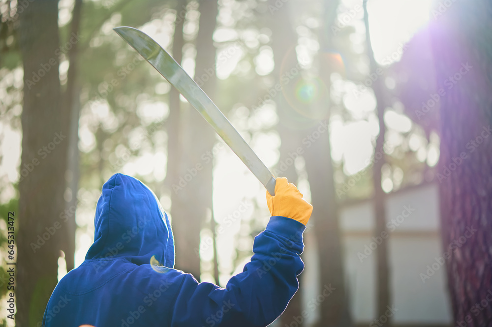 Chilling Halloween Horror: Hooded Figure with Menacing Machete ...