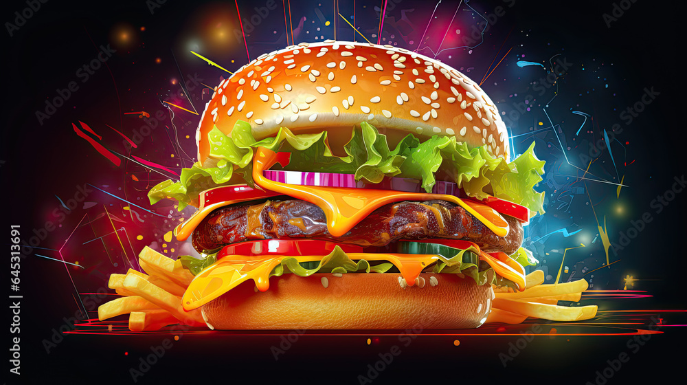 AI Generated. AI Generative. Fast food hamburger burger cheeseburger ...