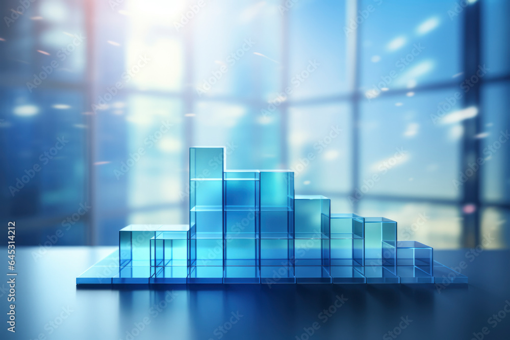 Blue glass Office Charts & Financial Analysis for Corporate Success on ...