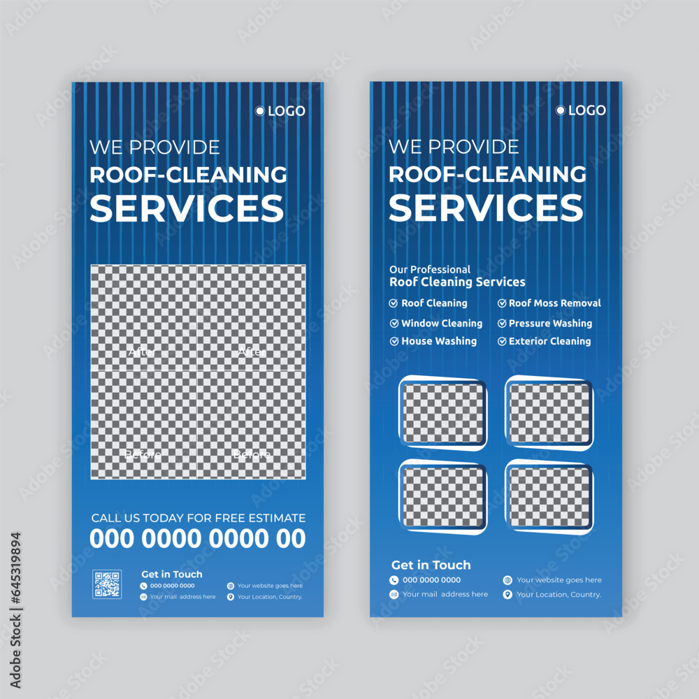DL flyer, rack card, template, Roof washing, house washing, window ...