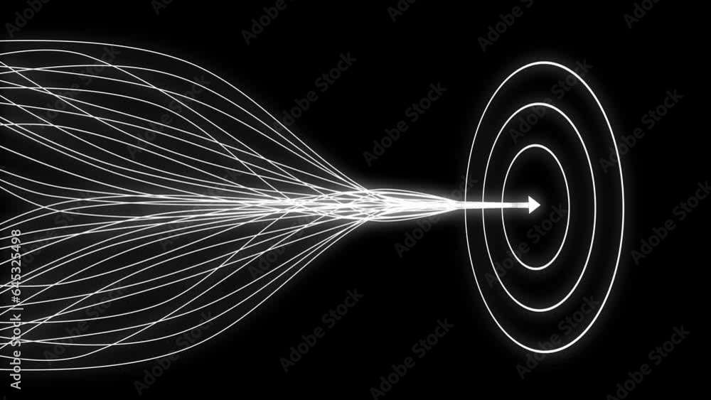 Arrow and Target Goal Concept with group of lines became a straight ...