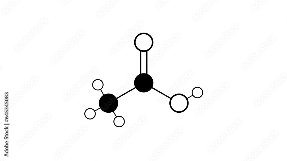 ภาพประกอบสต็อก acetic acid molecule, structural chemical formula, ball ...