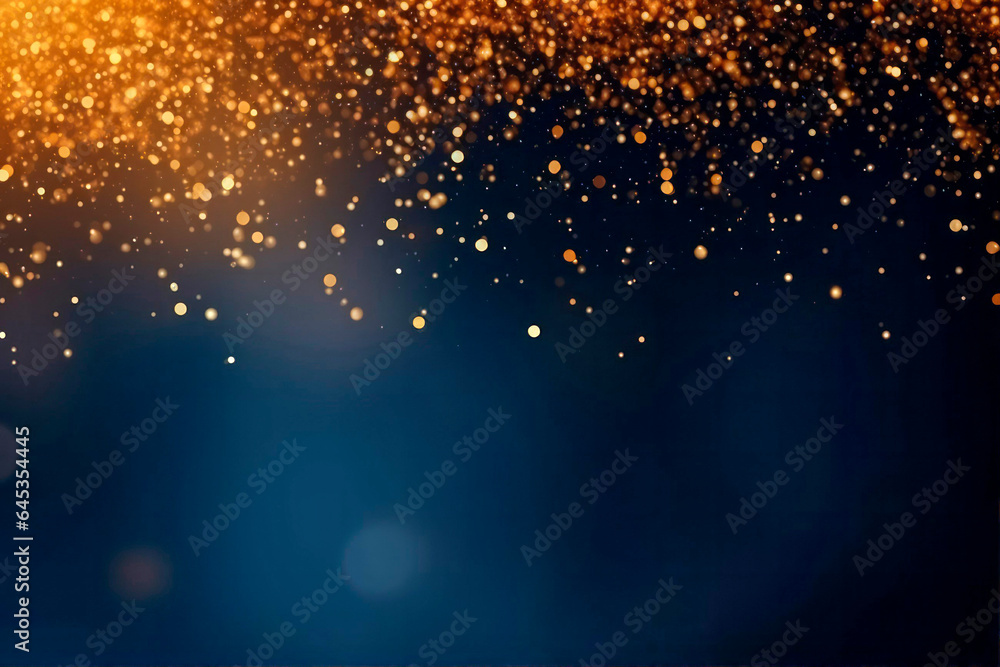 abstract background with Dark blue and gold particle. Christmas Golden ...