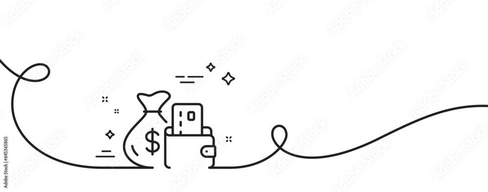 Change money line icon. Continuous one line with curl. Credit card sign ...