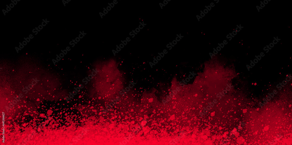 Abstract red powder splatted background, Freeze motion of color powder ...