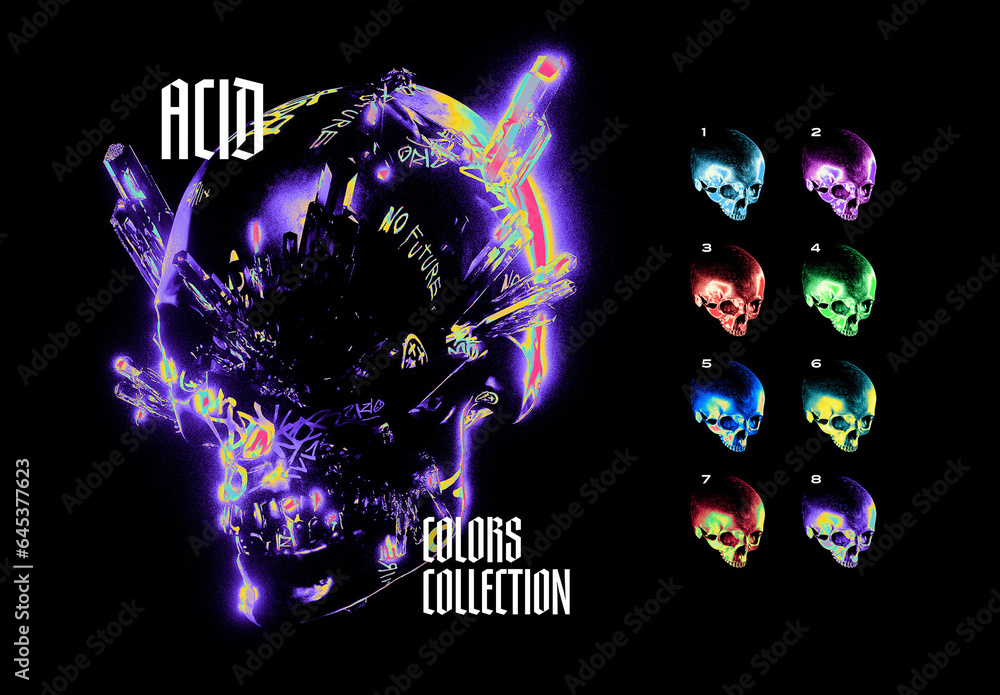 Acid Colors Photo Effect Mockup With Generative AI Preview Stock ...