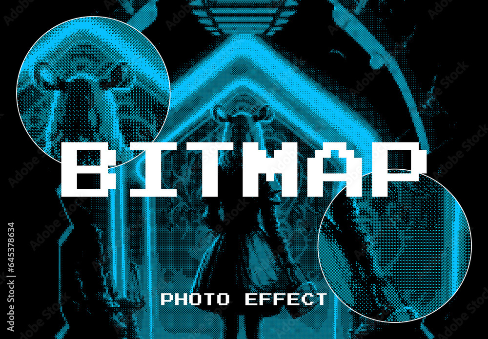 Grunge Bitmap Photo Effect Mockup With Generative AI Preview Stock ...