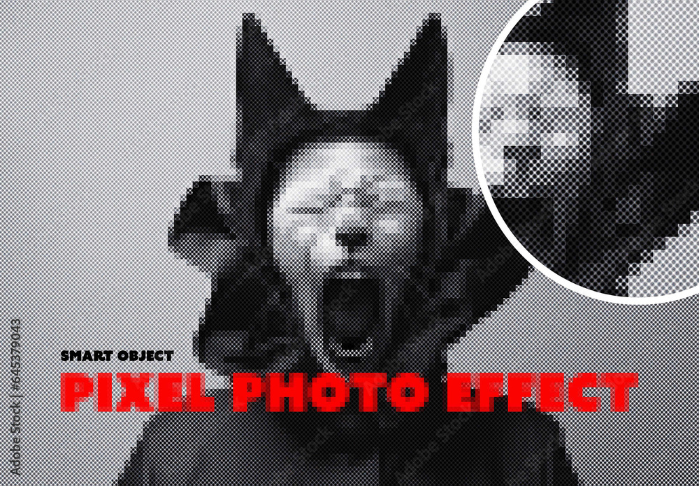 Pixel Photo Effect Mockup With Generative AI Preview Stock Template ...