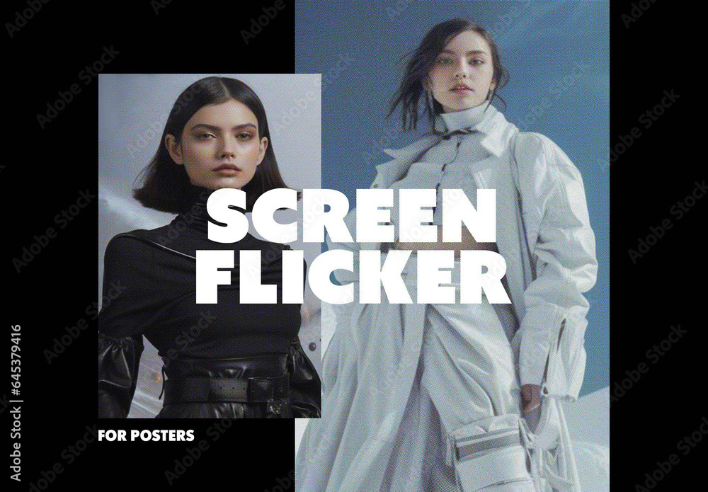 Screen Flicker Poster Photo Effect Mockup With Generative AI Preview ...