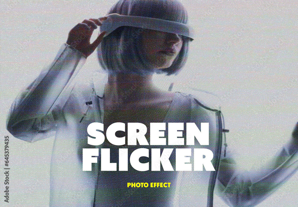 Screen Flicker Photo Effect Mockup With Generative AI Preview Stock ...