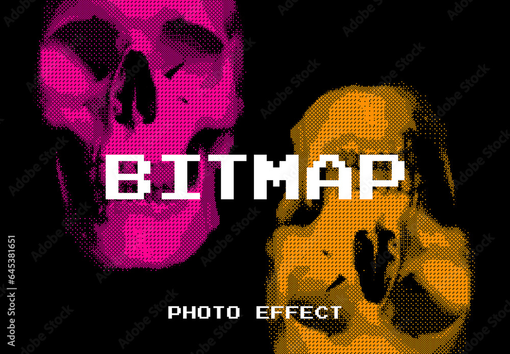 Retro Bitmap Photo Effect Mockup With Generative AI Preview Stock ...