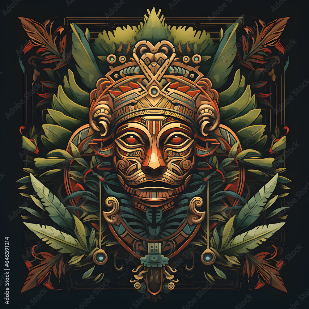 Tezcatlipoca Aztec Mythology in an ornate frame tattoo design dark art ...