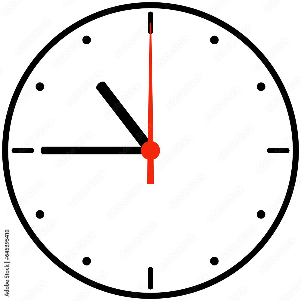 10:45 Uhr oder 22:45 Uhr - Uhrzeit Symbol mit Stundenzeiger ...