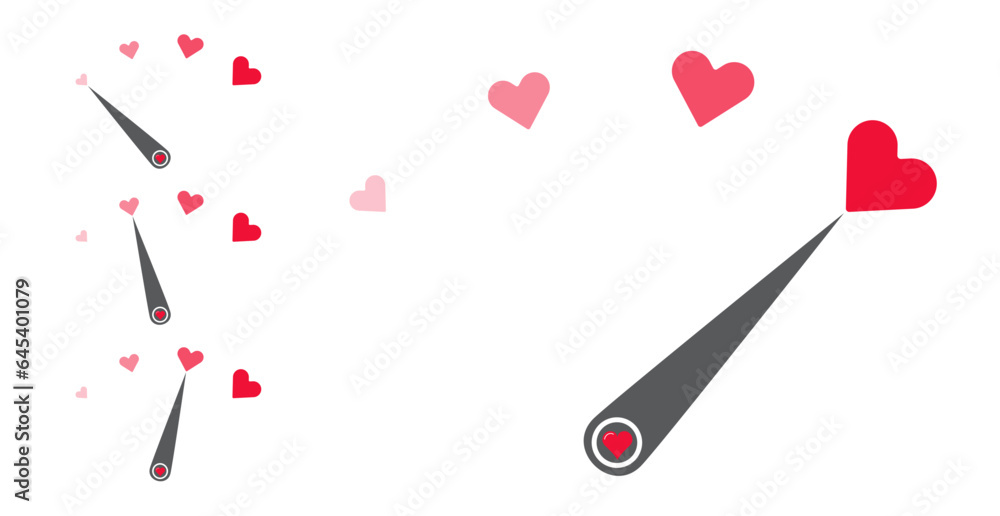 Simple love level measurement vector illustration set with indicator ...