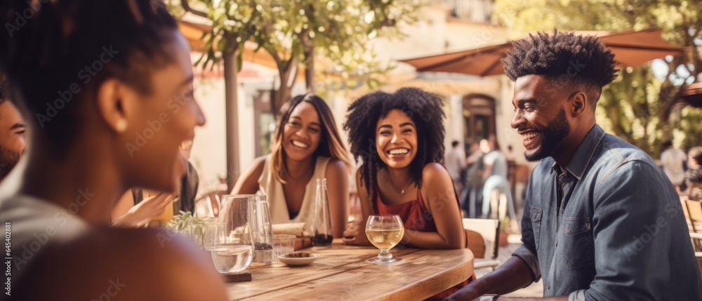 Large group of friends, millennial people with friend enjoying a fun ...