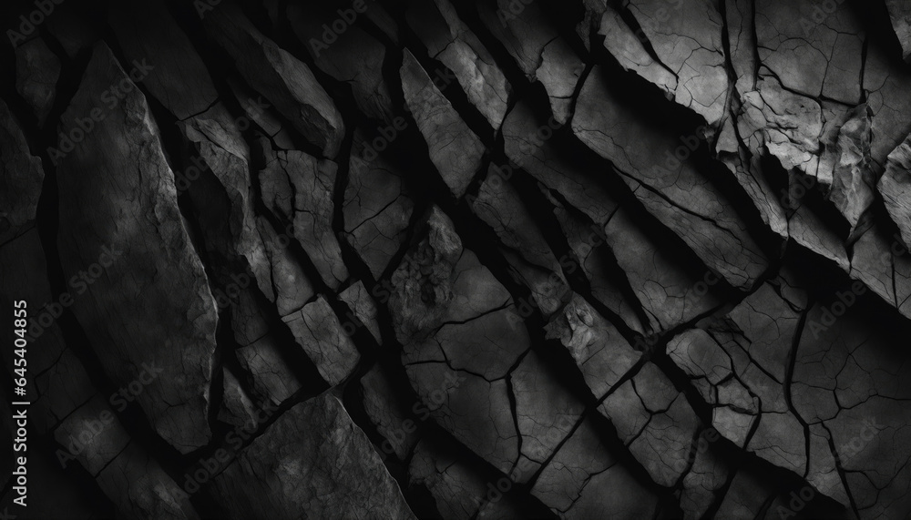 Black white rock template. Rough cracked mountain surface. Stone ...