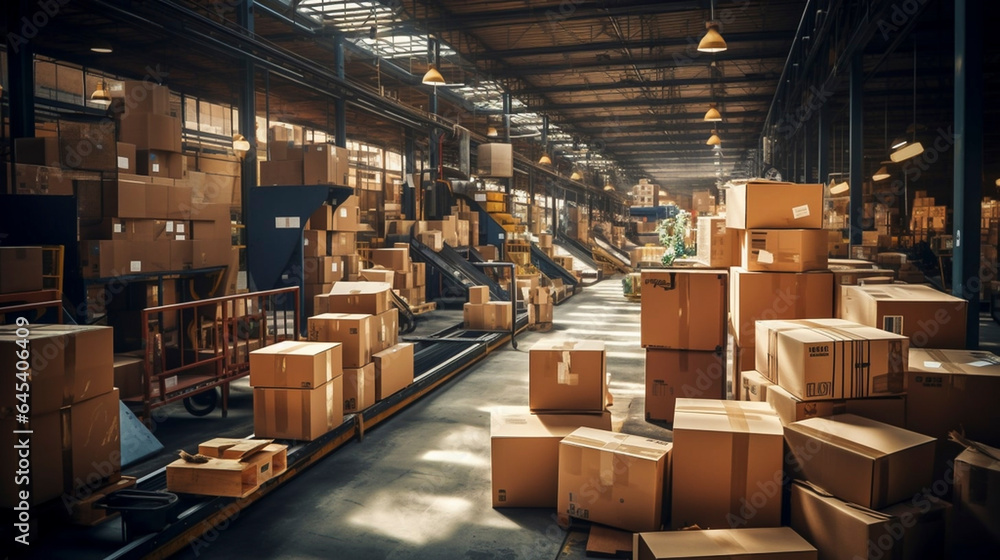 a photo of a post delivery service warehouse shelves filled with ...