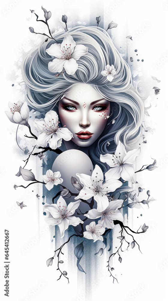 Tattoo Submission Template Brainstorming Devine Woman and Flowers ...