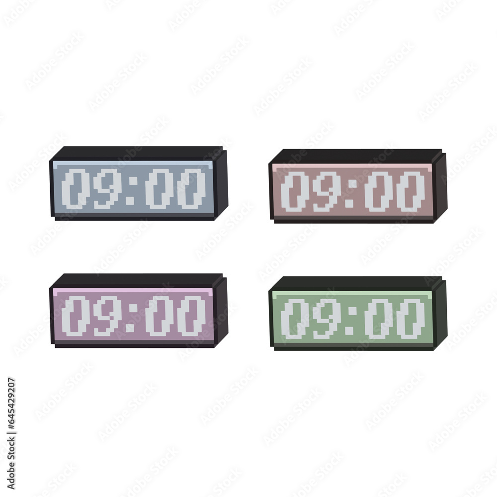 Isometric Pixel art 3d of Digital clock for items asset. Digital clock ...