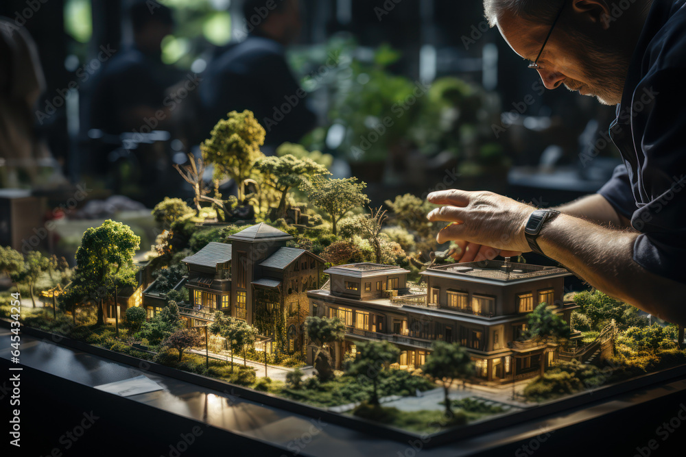 Sustainable Architecture. Designers creating green building plans ...