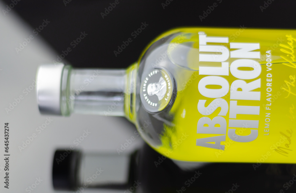 LONDON, UK - 07 SEPTEMBER 2023 Absolut Vodka Citron is a swedish ...