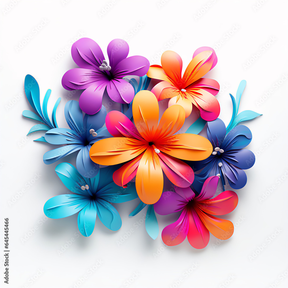 3D Floral Logo with Dynamic Color Gradient and Realistic Shadows on ...