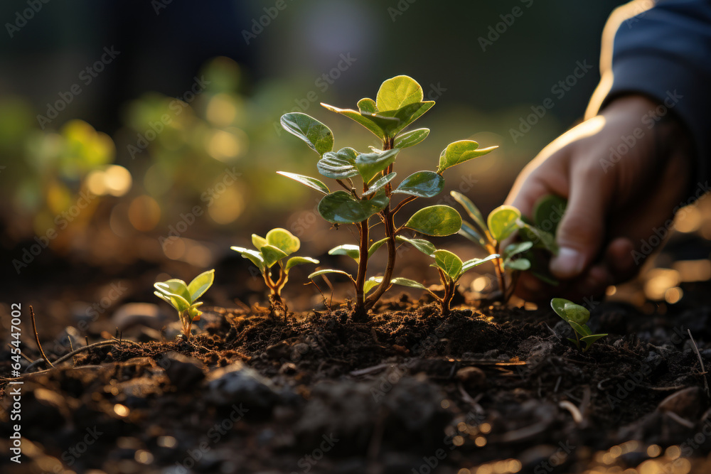 Environmental Stewardship. Individual planting a tree as a gesture of ...