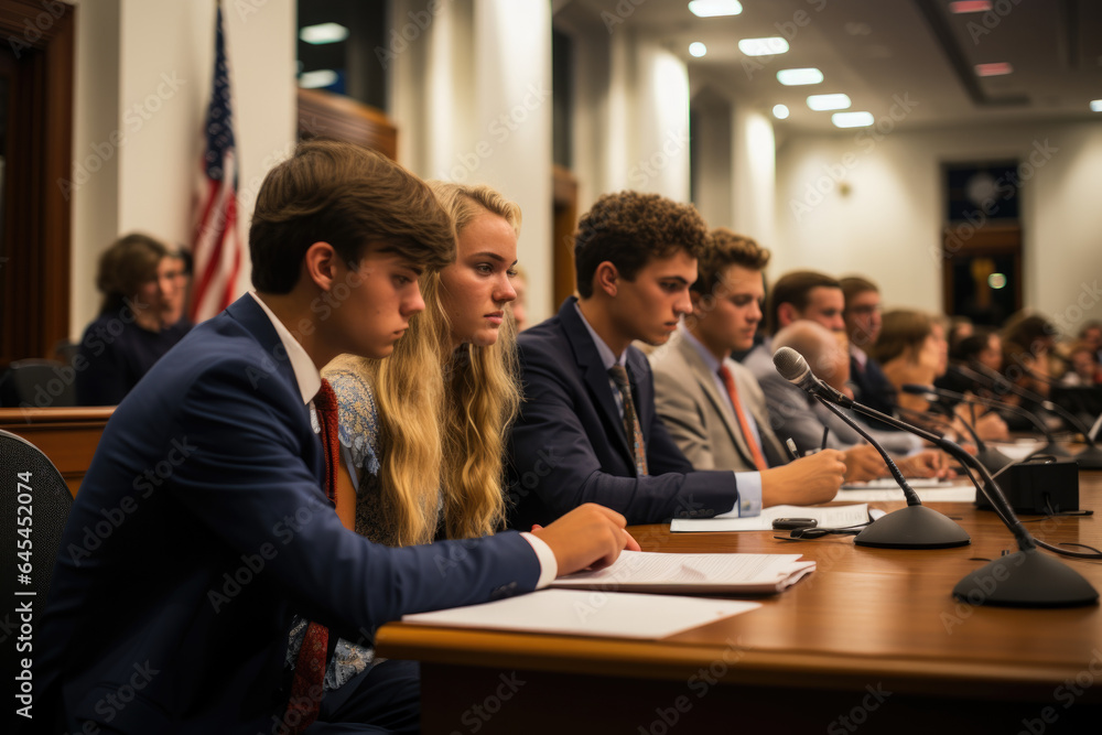 Students participate in a mock constitutional debate, simulating the ...