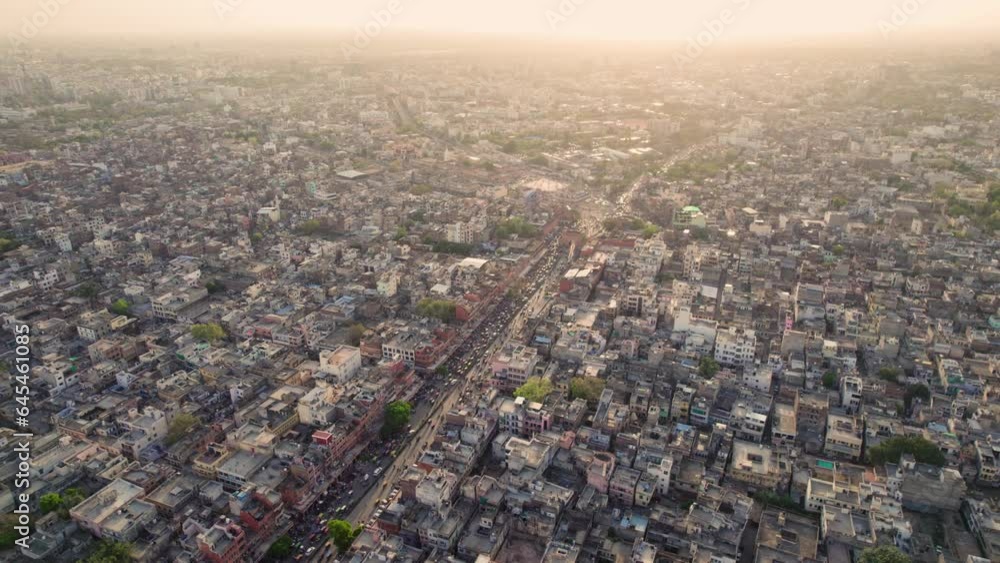An Aerial shot of a congested Indian Urban suburb locality with ...
