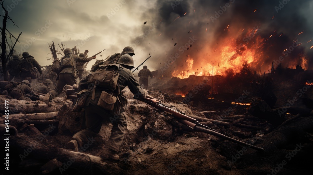 World War II Sacrifice: Soldiers Braving the Frontlines for Their Nations. Courageous Soldiers ...