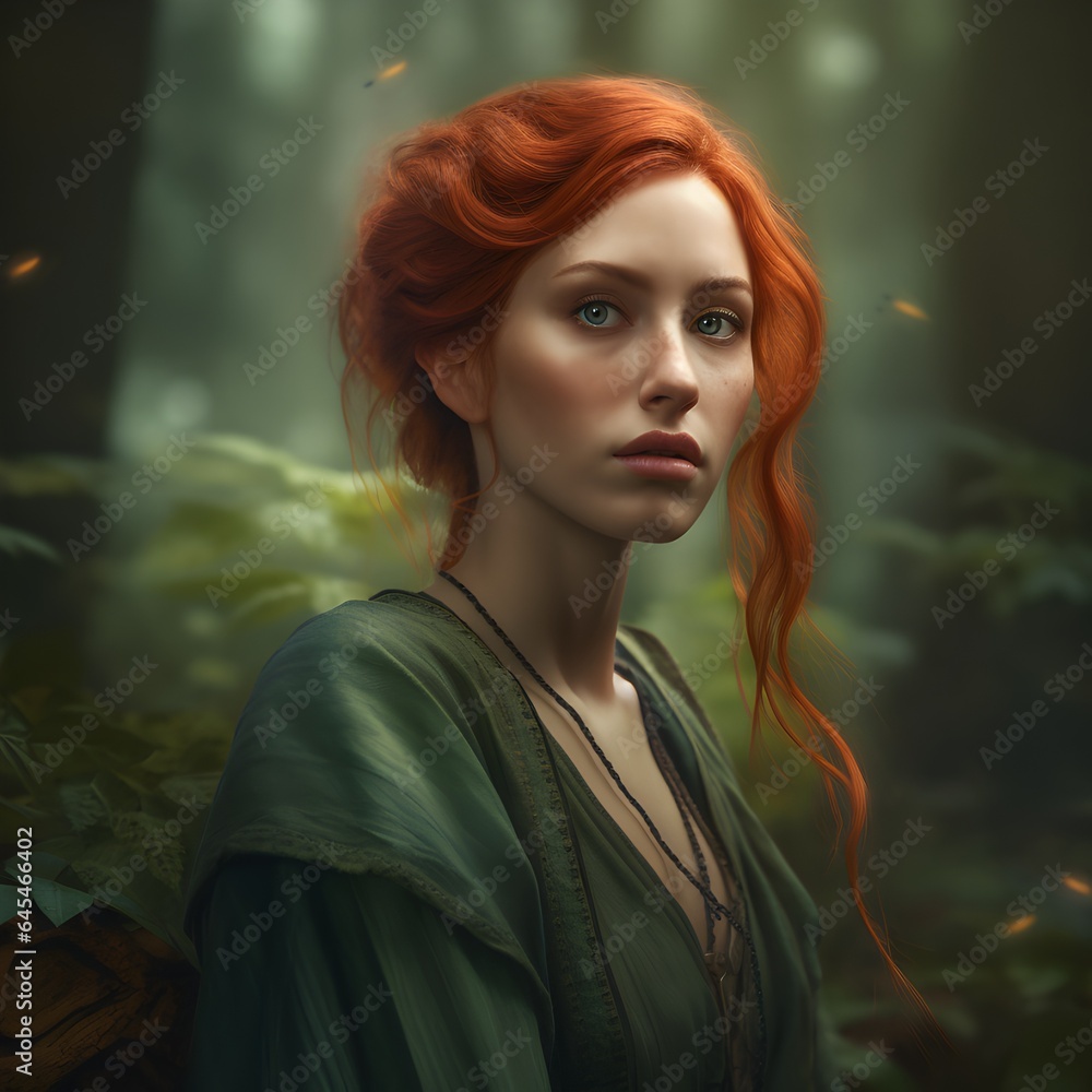 Portrait, avatar of a beutiful elf girl, fantasy character, forest elf ...