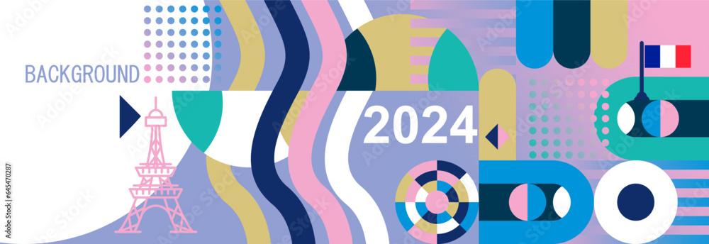 Paris themed banner design. Abstract celebration geometric decoration ...